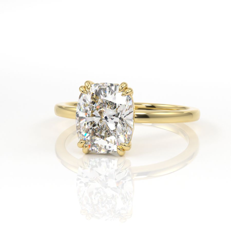 Elongated Cushion Cut Moissanite Double Claw Solitaire Engagement Ring